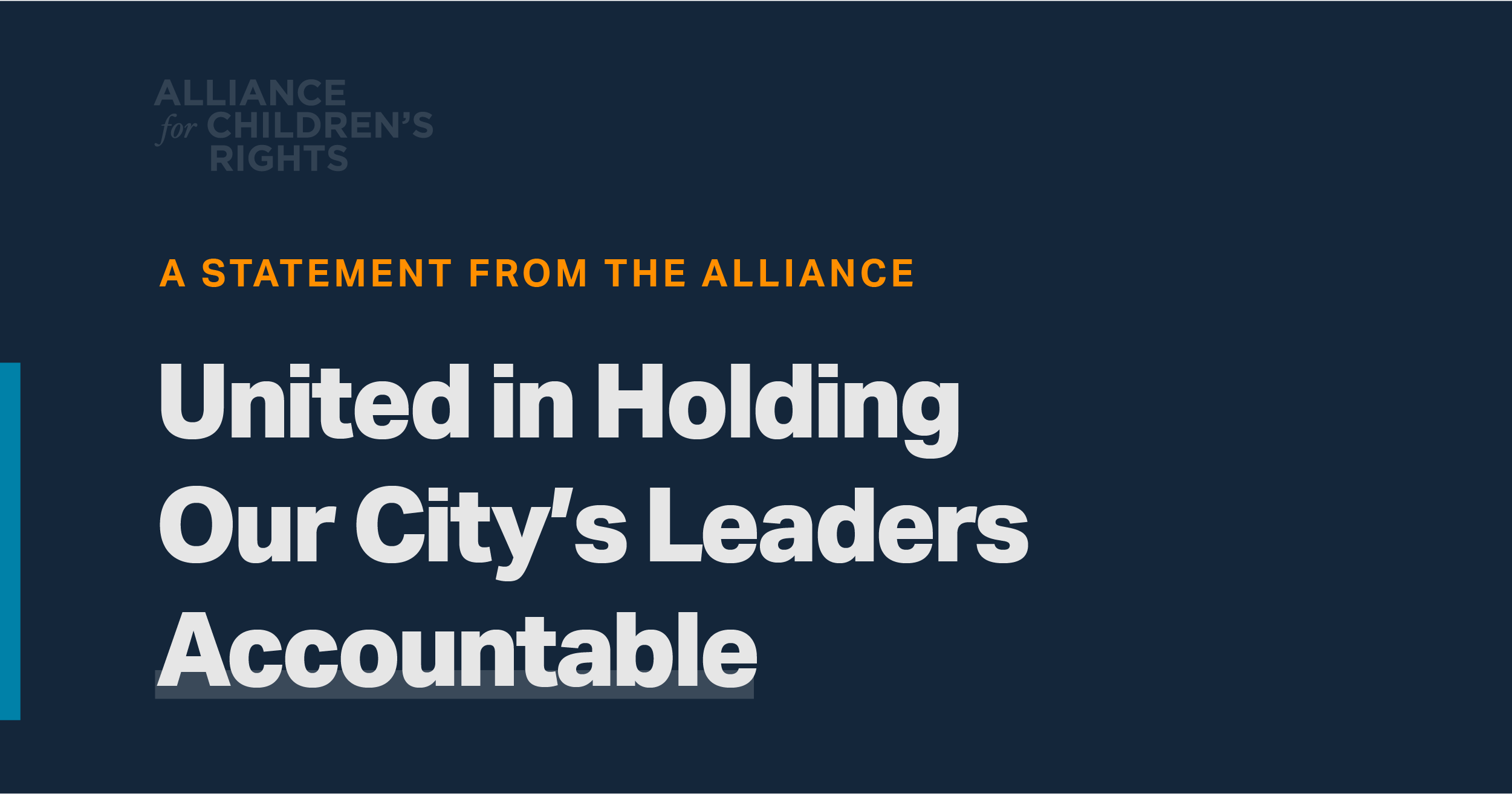 A Statement from the Alliance | Alliance for Children's Rights