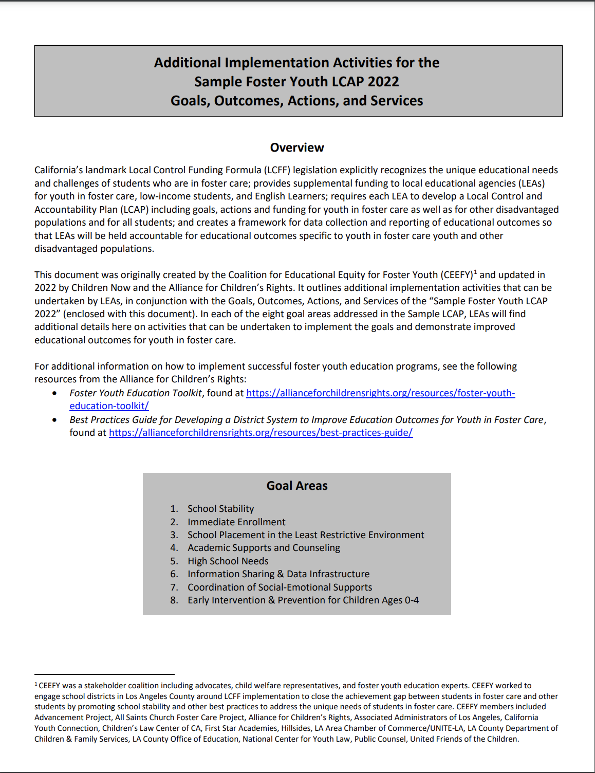 Implementation Activities for Sample FY LCAP 2022 | Alliance for ...